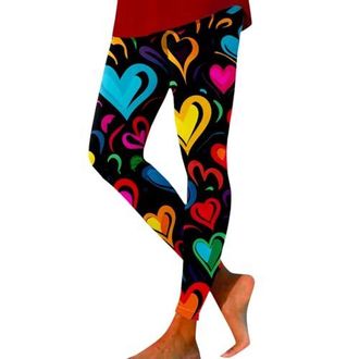Generic Pantalon moulant imprim&eacute; pour la Saint-Valentin 2026 - Pour femme - Pour le fitness et le yoga (2), Noir, XXL
