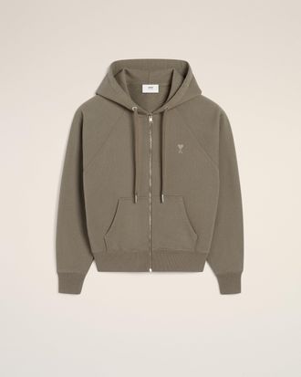 Ami Hoodie Taupe Ami de Coeur Ton Sur Ton En Coton Gris Fume - XL - Homme