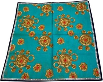 Celine Pre-owned Vintage Silk Cotton Scarf - Femme - Pre-owned - Vert - Taille: ONE Size