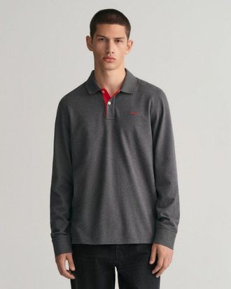 GANT Poloshirt REG CONTRAST PIQUE LS POLO mit kontrastfarbenen Eins&auml;tzen