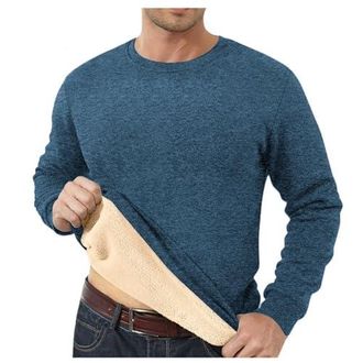 Generic Pull pour homme avec col rond - Manches longues - Sans capuche - T-shirt dext&eacute;rieur d&eacute;contract&eacute; - Pull en polaire - Col rond - Pull dhiver doubl&eacute; - T-