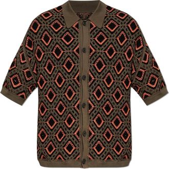 AllSaints Homme, Chemises, Vert, Taille: M Morena Short Sleeve Collared Cardigan