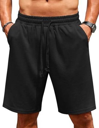 Coofandy Short Homme Pantalons de Sport Taille Elastique Bermuda Jogging Homme Cuissard Running Short Trail Noir XL