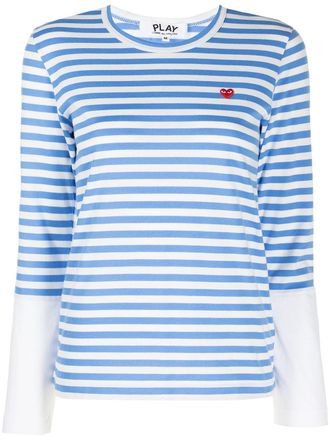 Comme Des Garçons t-shirt en coton à patch coeur - Bleu