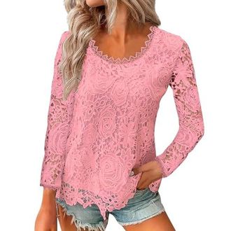 Generic Tunique Femme Chic Et Elegant,Chemisiers Et Blouses Femme Haut Femme Ete Dentelle V&ecirc;Tements Femme Tee Shirt Femme Manches Longues Blouse Femme Grande 