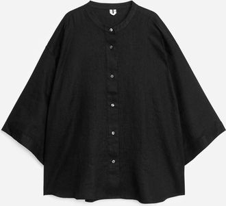 Arket Lockeres Leinenhemd -Schwarz