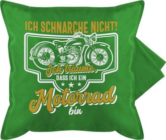 Shirtracer Kissenbezug - Statement Kissen mit Sprüchen - Ich schnarche nicht ich träume dass ich ein Motorrad bin weiß bunt - 50 x 50 cm - Grün - kissenhülle spr