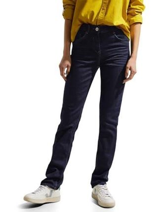 Cecil B376497 Jeans Straight und High, D&eacute;lavage rainur&eacute;, 26W x 30L Femme