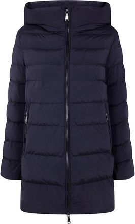 Seventy Femme, Manteaux, Noir, Taille: 42 FR Piumino lungo in nylon leggero a mano talco