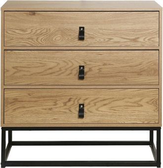 Calicosy Kommode in Eiche-Dekor mit 3 Schubladen und Metallgestell