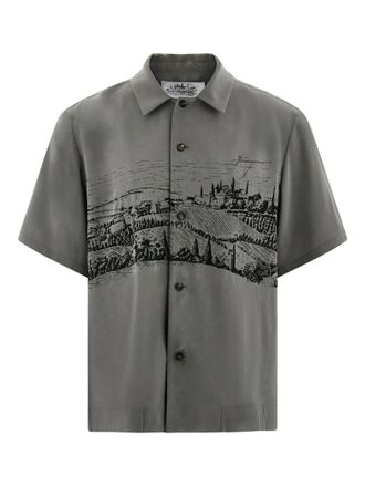 Ferragamo chemise en soie à imprimé graphique - Gris