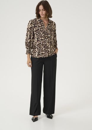 Kaffe Langarm - Hemd Regular fit Naturel Leopard Print