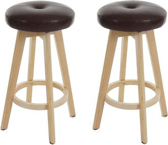 Hhg 2er-Set Barhocker Boras, Barstuhl Tresenhocker, Holz Kunstleder drehbar bordeaux, helle Beine