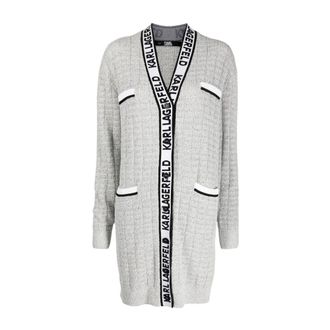 Karl Lagerfeld Femme, Pulls, Gris, Taille: 36 FR Bouclé Cardigan