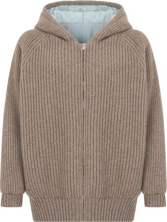 Fedeli Cardigan &agrave; Capuche en Cachemire Pur - Femme - Pulls - Brun - Taille: 40 FR