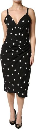 Dolce & Gabbana Femme, Robes, Noir, Taille: 40 FR Robe Fourreau en Viscose &agrave; Pois