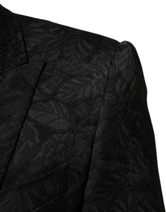 Dolce & Gabbana Mens Black 3 Piece Brocade Jacquard Suit Martini Polyester