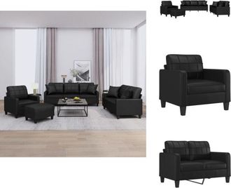 vidaXL Vidaxl - Ensemble de canap&eacute;s 4 pcs avec coussins noir similicuir