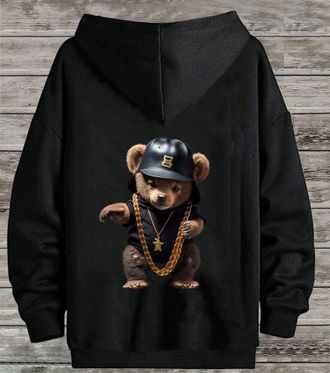 rmk Hoodie Herren Pullover Pulli Kapuzenpullover Sweatshirt Gangster Teddy B&auml;r mit Kapuze