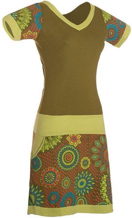 vishes Sommerkleid Kurzarm Kleid Damen Bedruckt Mandala Taschen Jersey Baumwolle Alternative Mode, Boho, Hippie, Ethno, Festival