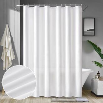 Miulee Rideau de Douche 240 x 200cm Polyester Anti-Moisissure Déperlant pour la Baignoire Imperméable Rideaux Baignoire Lavable en Machine 16 Crochets Blanc