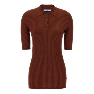Prada Geripptes Poloshirt - - Tops - Damen - Braun - S