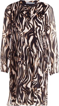 Betty & Co Damen Plisseekleid Langarm 44, Nature/Black