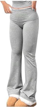 Generic Pantalon Tunique Mince Coupe Haute Thermique Flare Jambe Large Sport athl&eacute;tique pour Femmes Automne Hiver 2026, T-828 Gris, L