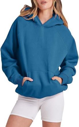 Generic 2024 - AI Women Solid Basic Fleece Letter Loose Hoodie Sweatshirt à capuche à manches longues avec poche et épaules tombantes Haut à capuche épais pou