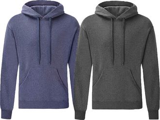 Fruit Of The Loom 2er Classic Hooded Sweat Set Herren Kapuzenpullover Sweatshirt M L XL 2XL 3XL 4XL 5XL Farbsets & HLKauf-Block (M, 1x Vintage Heather Navy & 1x Dark He