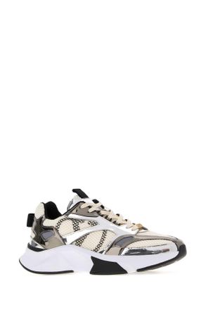 Valentino Garavani Womens Mesh And Leather Multicolor Denivee Sneakers Ivoryargentoruteniogrigionerobiane