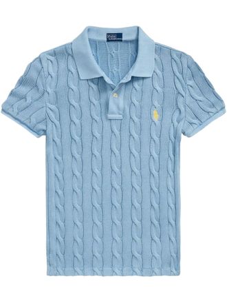Polo Ralph Lauren Poloshirt mit Zopfmuster - Blau