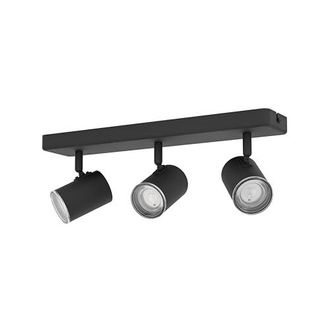 Eglo Plafonnier Consuma 1, 3 spots orientables, lampe de plafond pour salle de bains, luminaire en acier noir, douille GU10, IP44