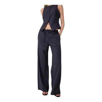 Guess Femme, Pantalons, Bleu, Taille: W26 Pantalon Large &agrave; Rayures Tennis