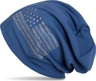 styleBREAKER M&uuml;tze Beanie mit USA Flagge aus Strass