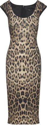 Roberto Cavalli Femme, Robes, Multicolore, Taille: 36 FR Robe Midi à Imprimé Peau de Jaguar