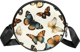 Generic Petit sac &agrave; bandouli&egrave;re circulaire pour femme, petit sac &agrave; bandouli&egrave;re avec fermeture &eacute;clair, bretelles r&eacute;glables, sac &agrave; main rond d&eacute;contract&eacute; pour fe