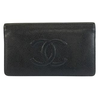 Chanel Pre-owned Schwarzes Leder Langes Portemonnaie - - Pre-owned - Damen - Schwarzk - ONE SIZE