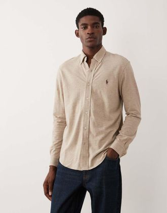 Polo Ralph Lauren Chemise &agrave; manches longues et logo embl&eacute;matique - Beige-Neutre