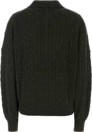 Polo Ralph Lauren Womens Bottle Green Wool Blend Polo Shirt Oliveumberheather Exterior: Cashmere T-shirts And Polos