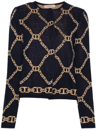 Twin-Set cardigan à détail de chaîne - Bleu