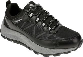 Skechers Baskets Urbex pour Homme, Bordure en Maille Duraleather Noire Anthracite, 45 EU