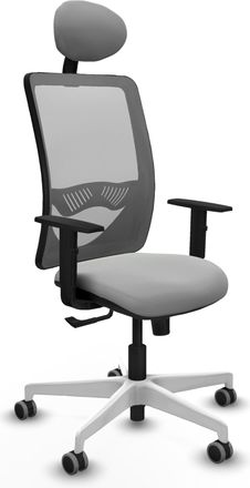 Piqueras y Crespo Zulema B&uuml;rostuhl mit 1D-Armen, h&ouml;henverstellbare Lendenwirbelst&uuml;tze und festes Kopfteil, ausgestattet mit 3 Positionen und Schneidschaum, Grau/Hellgra