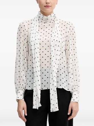 Pedro del Hierro polka dot scarf blouse - Wei&szlig;