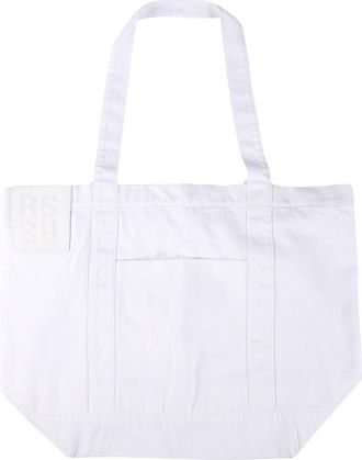 Raf Simons Womens Logo Shopping Bag White Cotton Shoulder
