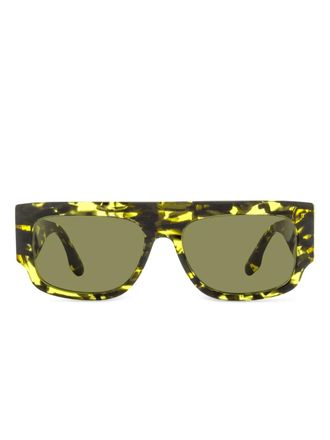 Victoria Beckham Sonnenbrille mit eckigem Gestell - Gelb