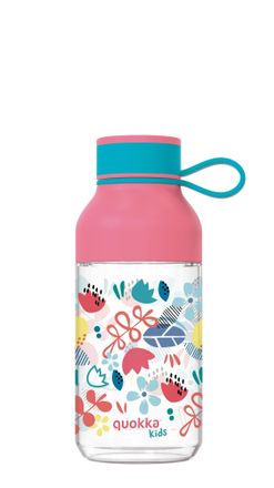 Quokka KIDS ICE FLOWERS | FLASCHE AUS ECOZEN MIT EDELSTAHL-AUFHÄNGER 430 ML