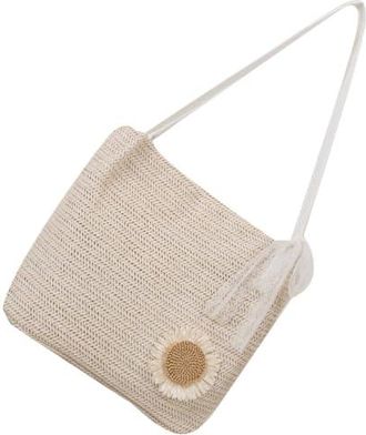 BESTONZON BESTonZON Paquet Cabas Tiss&eacute; en Paille pour Femmes Grand Paquet Fourre-Tout d&Eacute;t&eacute; L&eacute;ger et Solide Couleur Tournesol Blanc Mode pour Plage Shopping et S