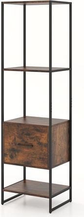 Giantex Standregal mit 5 Ebenen, Bücherregal mit 4 offenen Regalen und 1 Schublade, mit Kippschutz, 45 x 35 x 160 cm, Lagerregal für Wohnzimmer, Schlafzimmer,