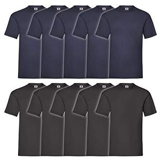 Fruit Of The Loom Valueweight Lot de 5 T-Shirts pour Homme, Noir/bleu marine, L
